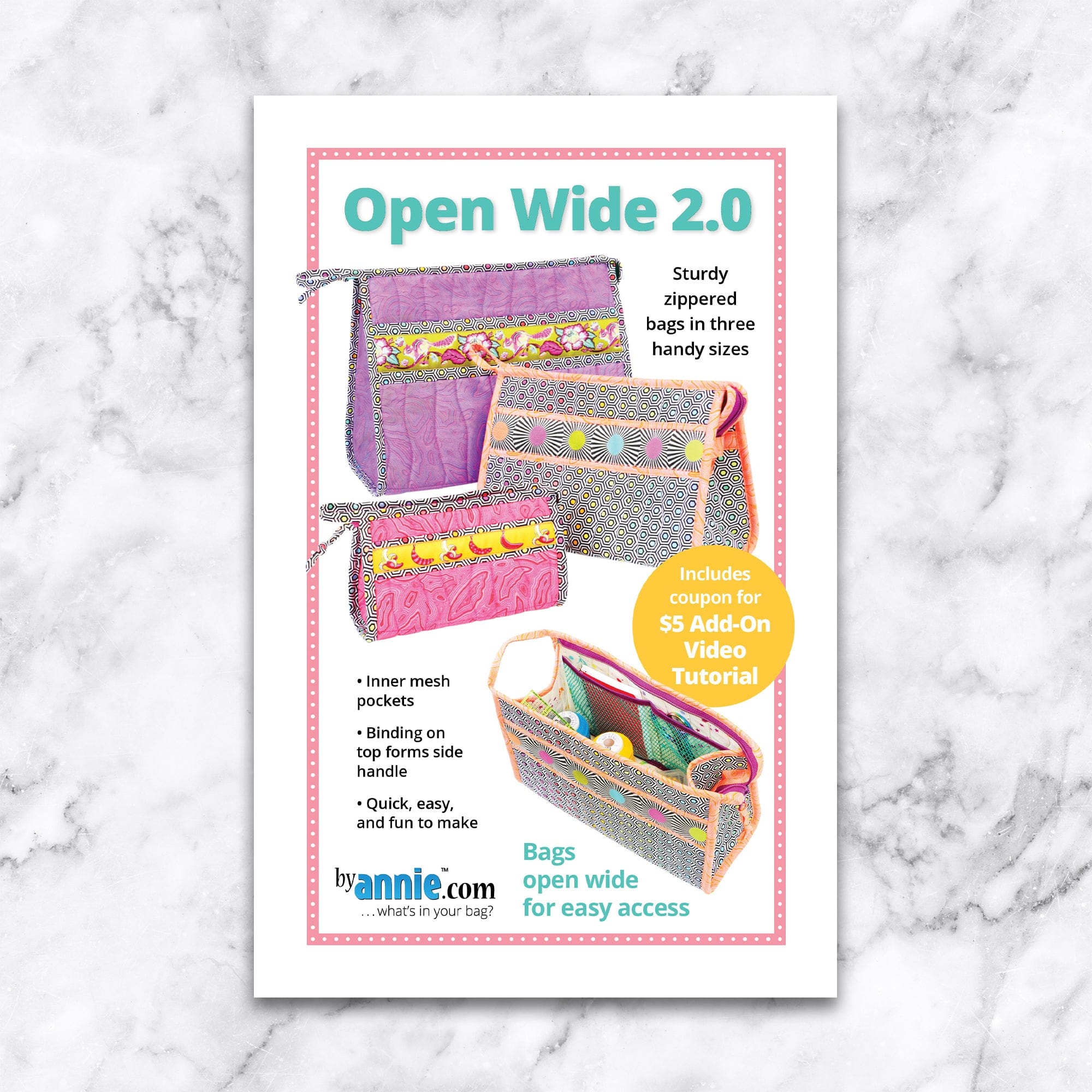 Open Wide! 2.0 - Patterns by Annie - Tote Pattern - PBA246-2 – Pink ...